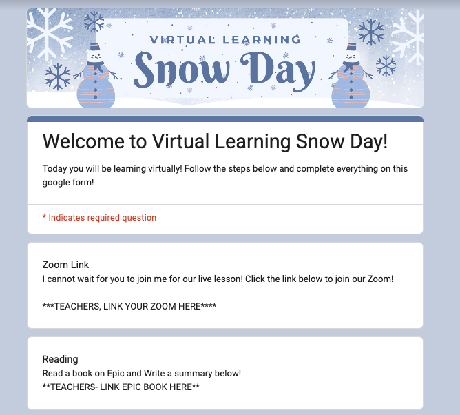Google Slides and Forms- Snow Day Templates – Digital Learning